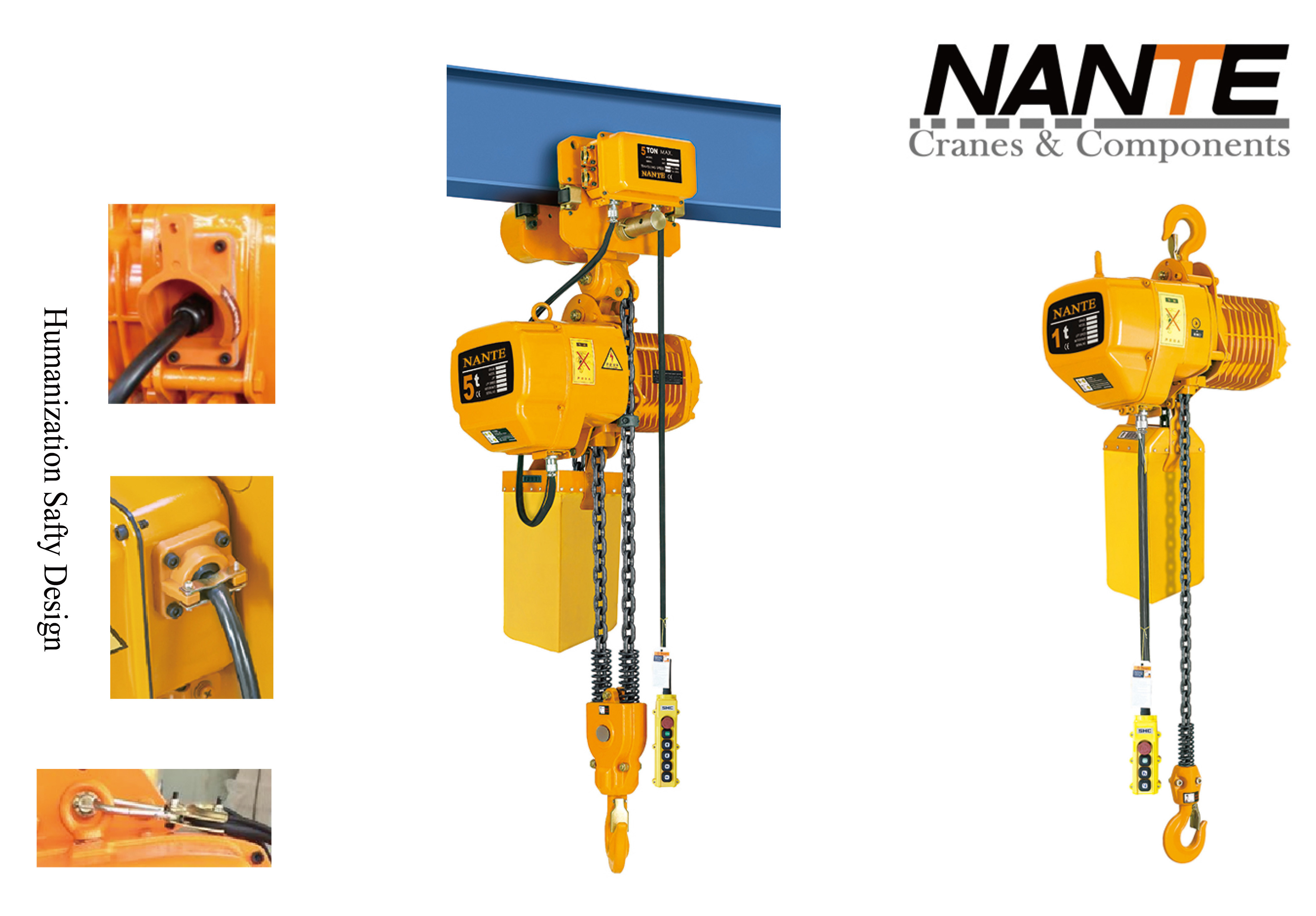 Yellow 1 T NCH Series Electric Chain Hoist Lifting Equipment With Hook